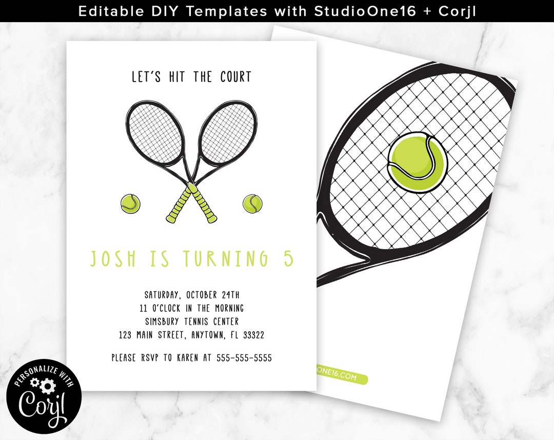 Editable Tennis Invitation Tennis Birthday Tennis Party Pickle Ball ...