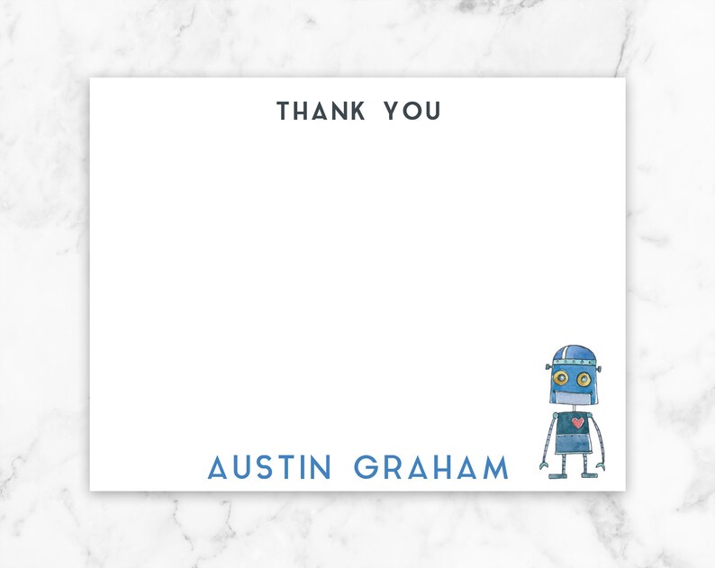 Vintage Robots Thank You Card Robot Note Card Robot - Etsy