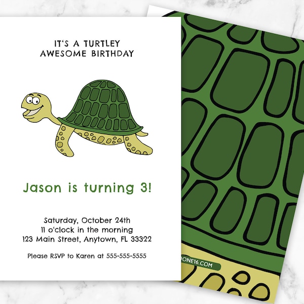 Tortoise Birthday Invitation - Etsy