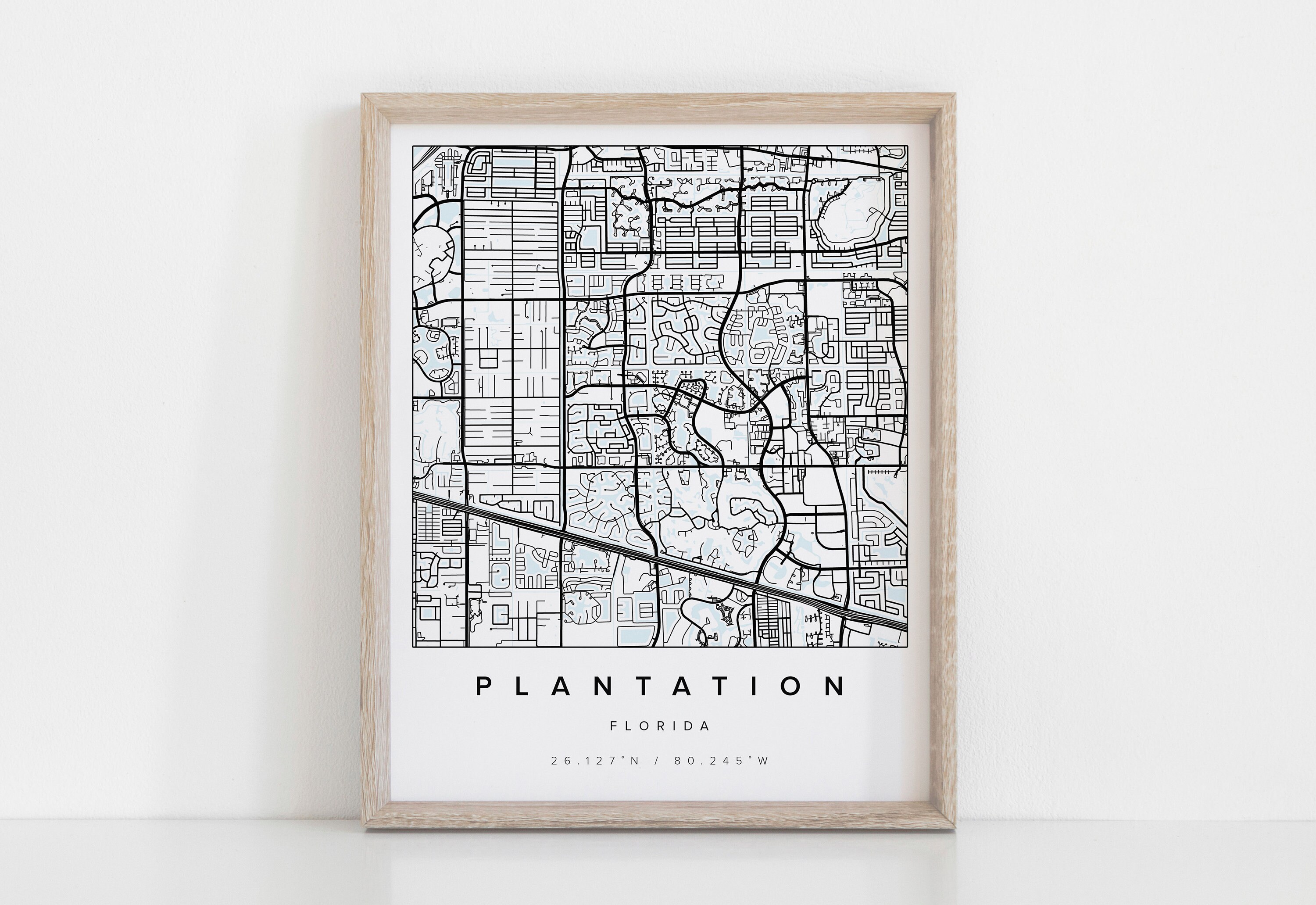 Plantation Map Florida Map Plantation City Map City of - Etsy