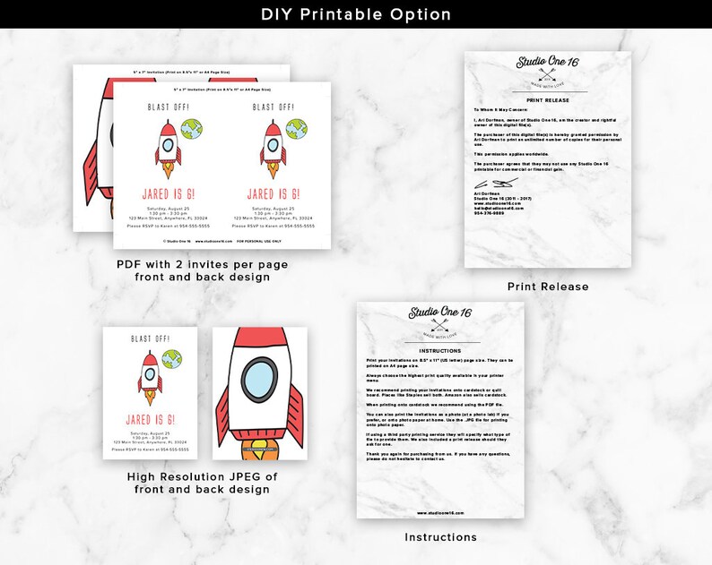 Rocket Birthday Invitation Rocket Ship Invite Rocket Party | Etsy