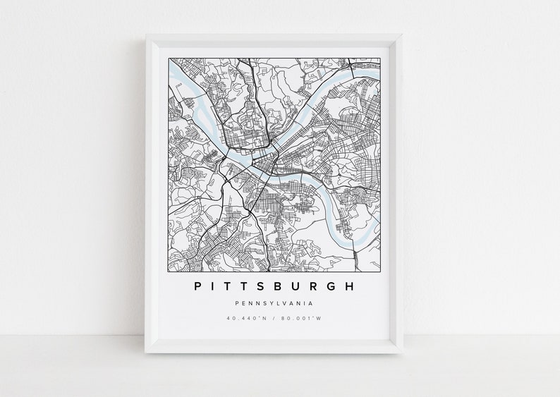 Pittsburgh Map Pittsburgh City Map City of Pittsburgh Map - Etsy