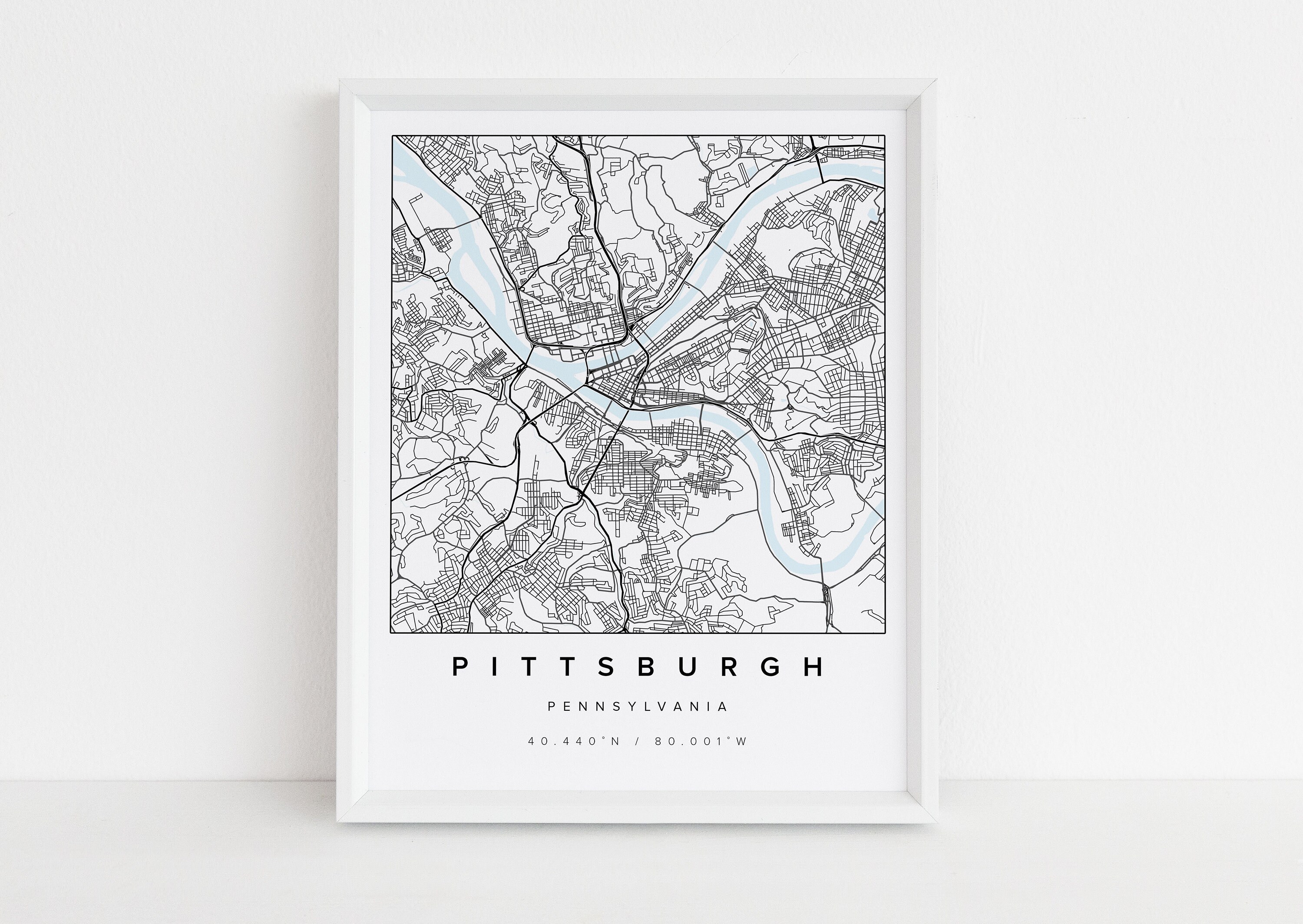 Pittsburgh Map Pittsburgh City Map City of Pittsburgh Map | Etsy