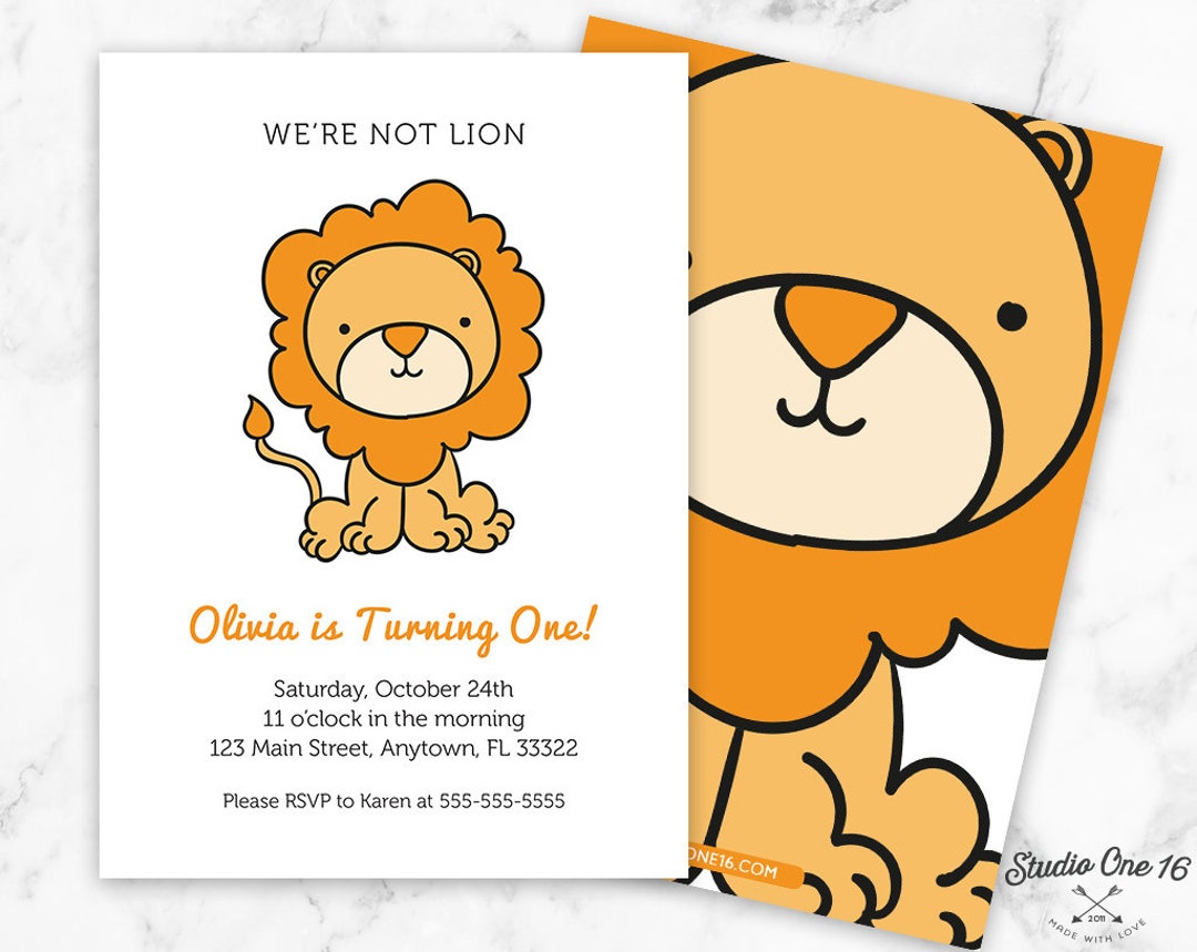 Lion Birthday Invitation, Lion Invitation, Lion Invitation, Lion ...