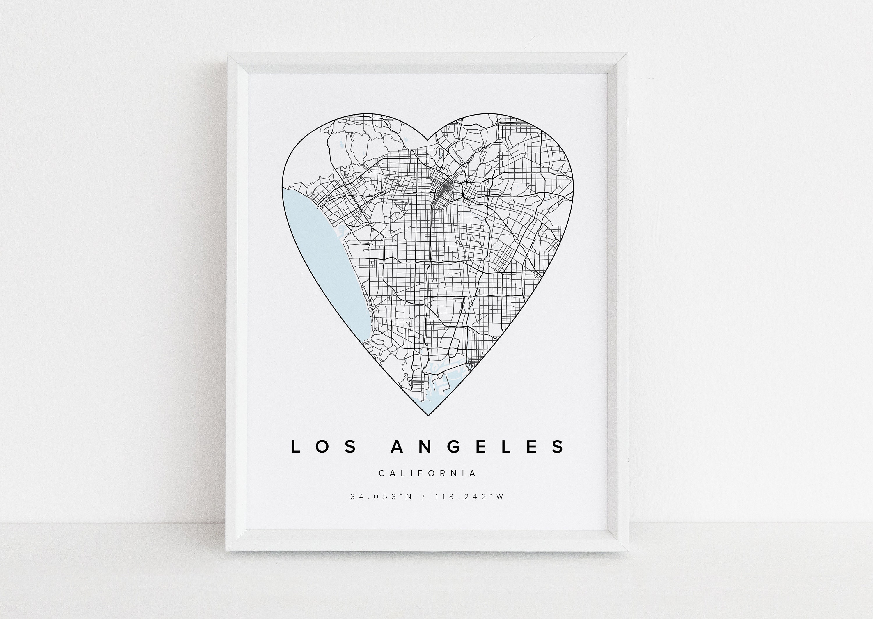 Los Angeles Map LA Map Los Angeles Heart Map Los Angeles | Etsy