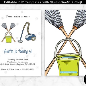 Editable Cleaning Birthday Invitation Vacuum Invitation Vacuum Birthday ...