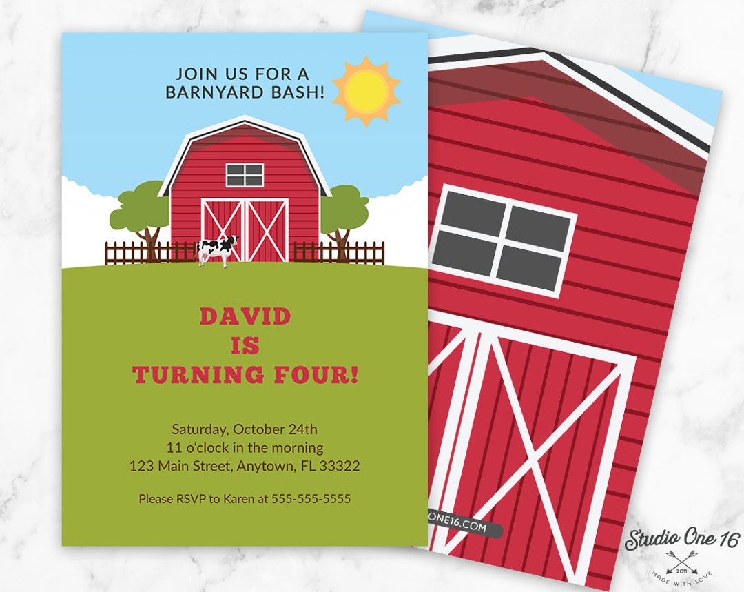 Farm Birthday Invitation, Farm Invitation, Farm Animals Invitation ...