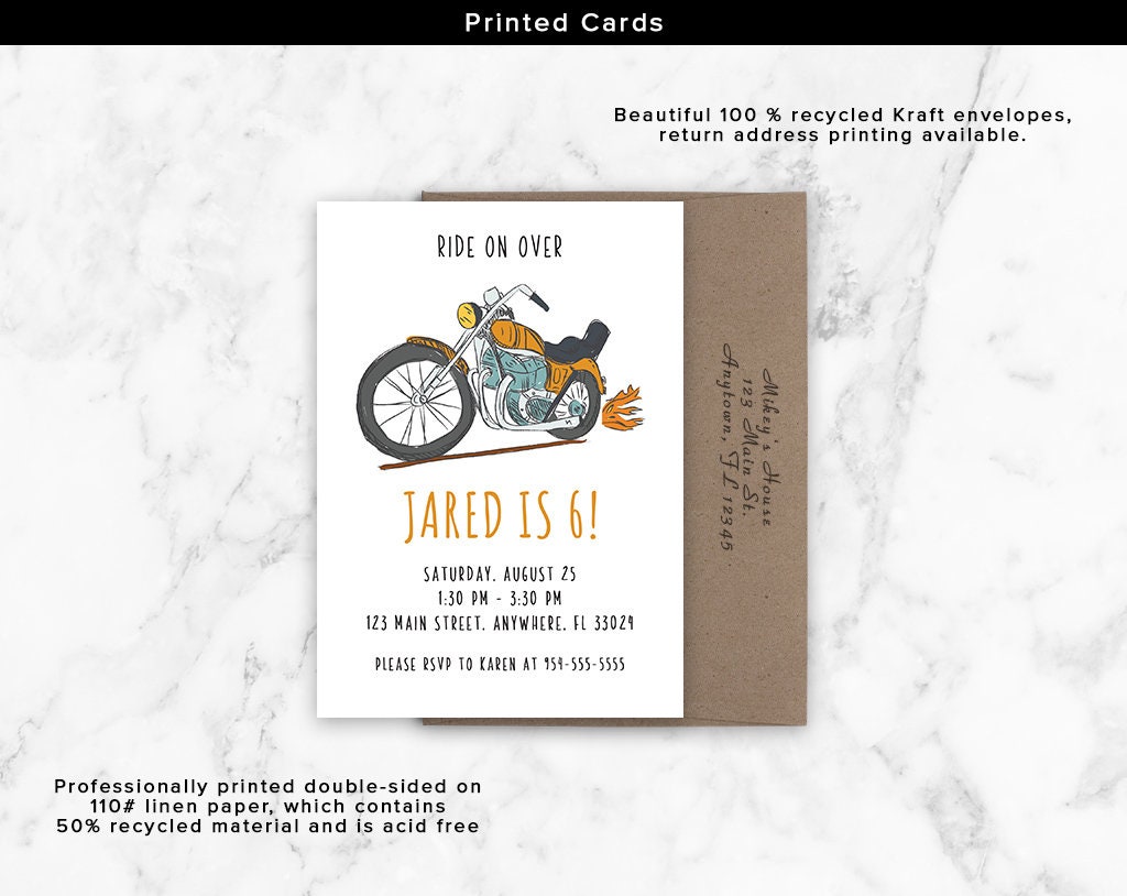 Motorcycle Birthday Invitation, Motorcycle Invite, Motorcycle Party ...