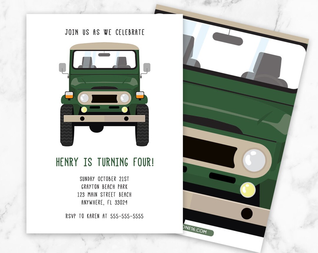 Printed SUV Invitation SUV Birthday Invitation SUV Invite Truck ...
