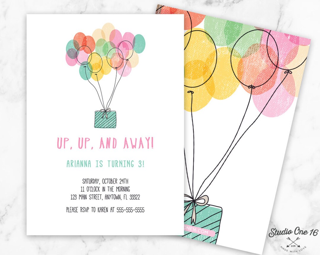 Balloon Birthday Invitation, Balloon Invitation, Balloon Party Invite ...