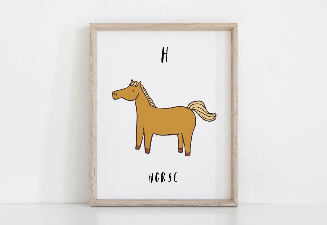 Horse Nursery Art H is for Horse ABC Nursery Art Nursery - Etsy