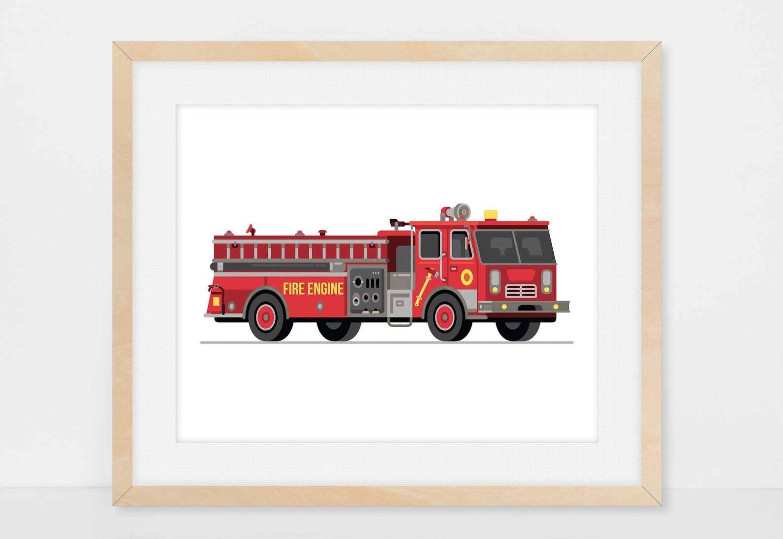 Firetruck Print, Fire Truck Printable, Fire Engine Print ...