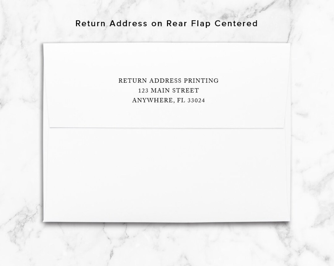 Return Address Printing Custom Printed on Rear Center Flap OR Front Top ...