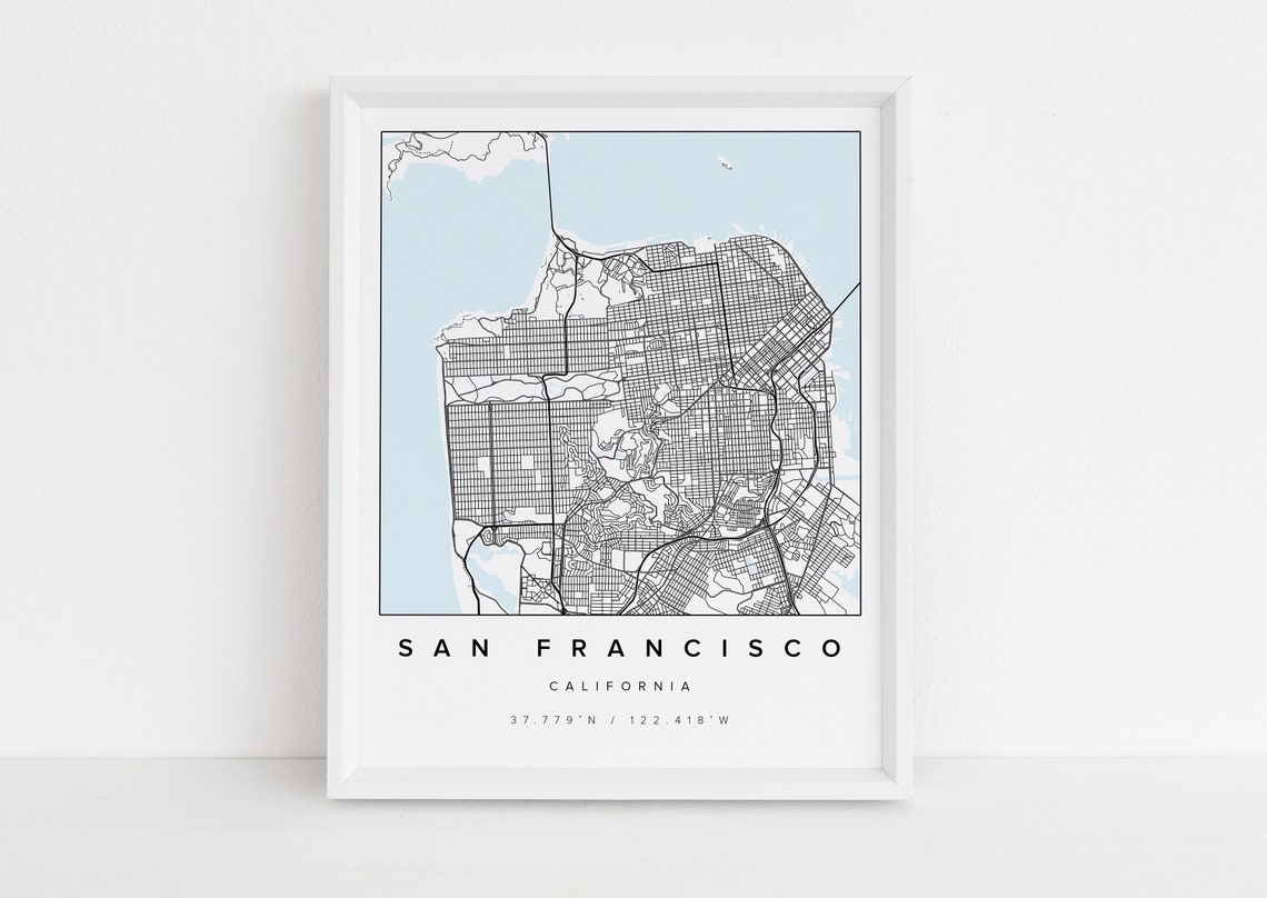 San Francisco Map San Fran Map City of San Francisco Map | Etsy