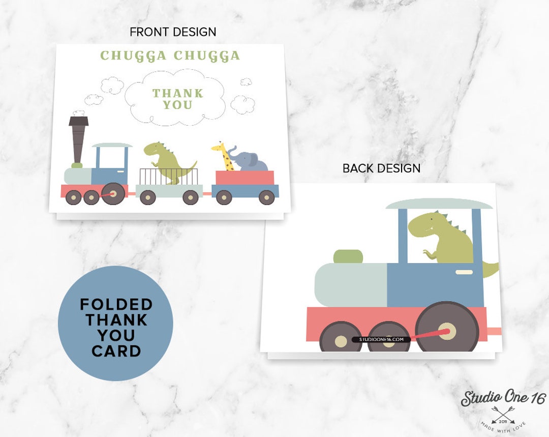 Train Party Thank You Card, Train Printable, Party Printable, Thank You ...
