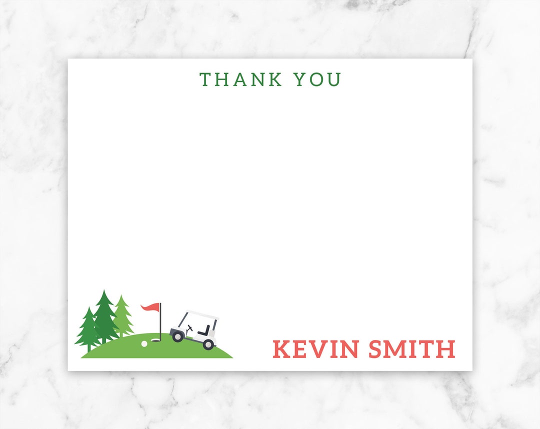 Golf Thank You Card, Golf Note Card, Golf Stationary, Kids Note Card ...
