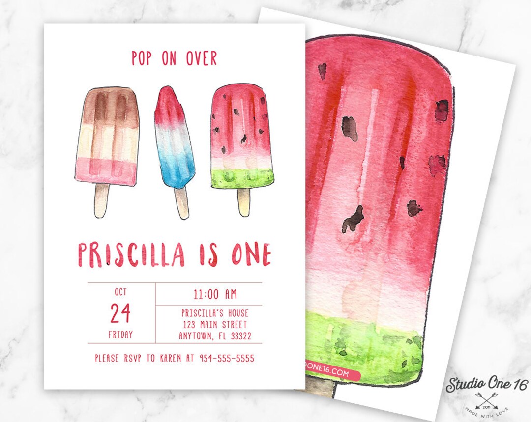 Popsicle Birthday Invitation, Popsicle Invitation, Popsicle Invite, Ice ...