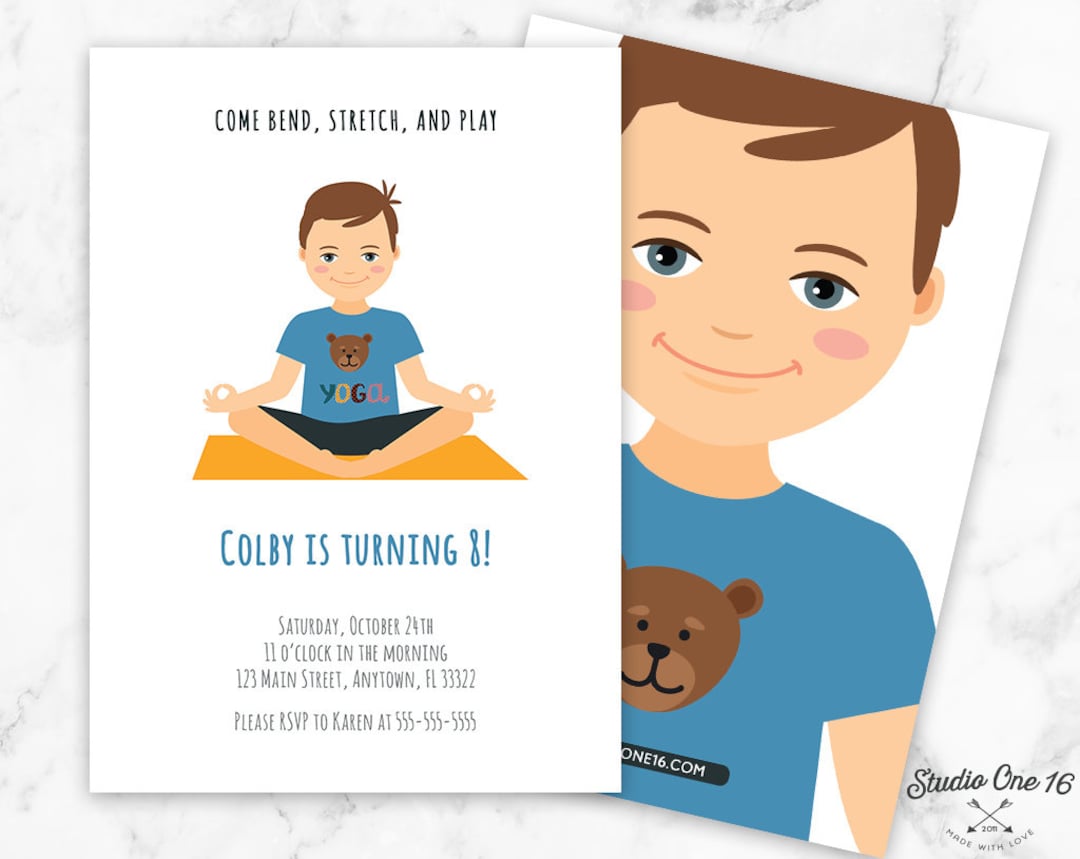 Yoga Birthday Invitation, Yoga Invitation, Yoga Party Invite, Yoga ...