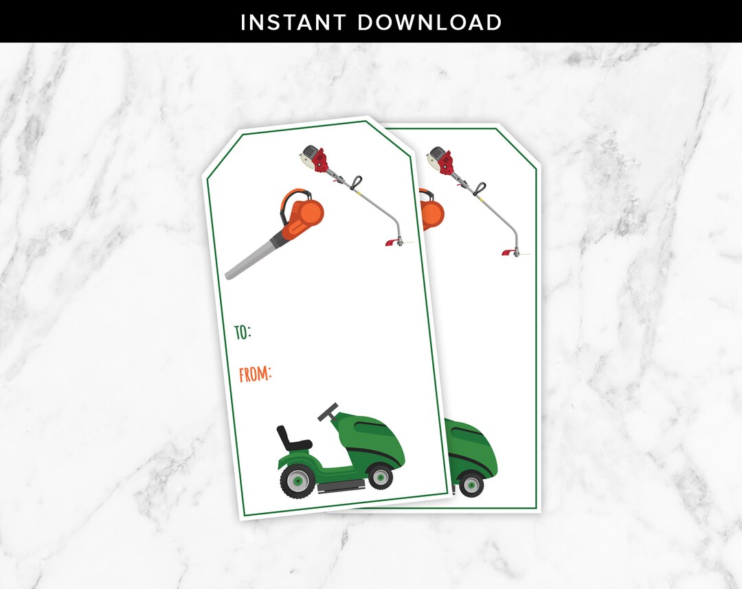 INSTANT DOWNLOAD, Lawn Mower Gift Tag, Lawn Equipment Gift Tag, Edger ...