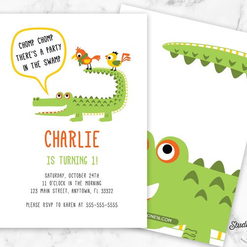 Alligator Birthday Invitations Crocodile Invitation - Etsy