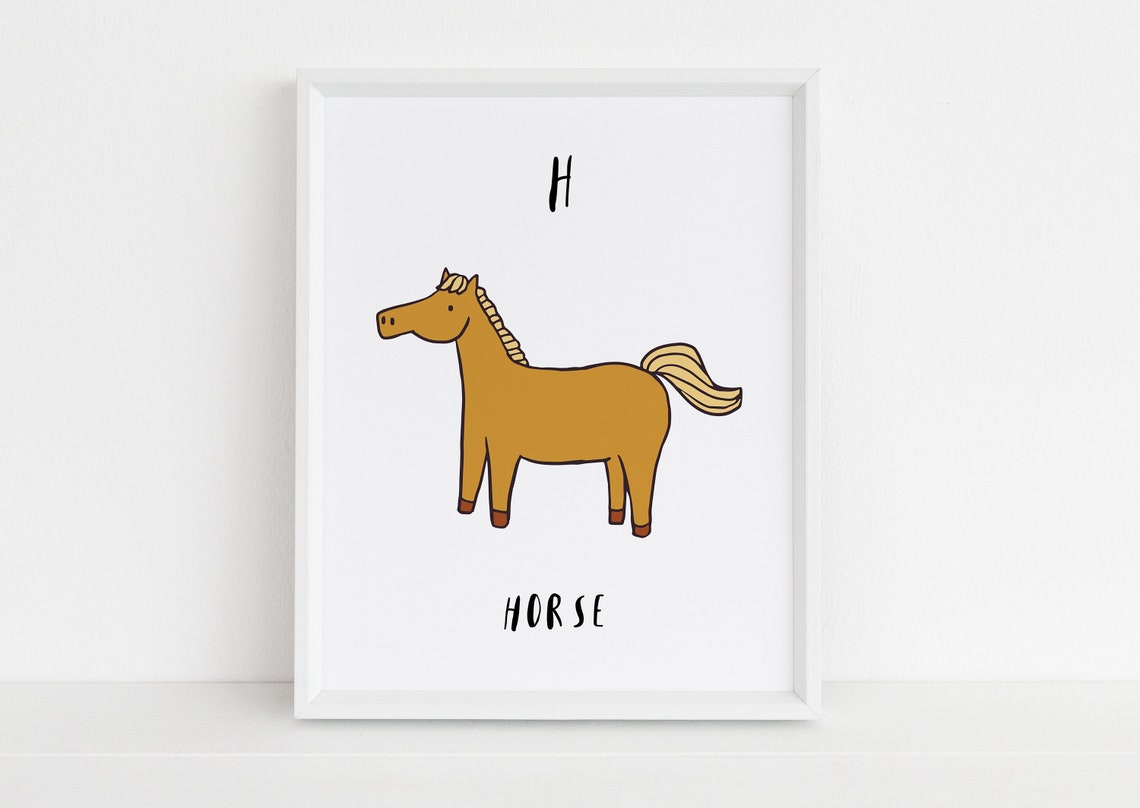 Horse Nursery Art H is for Horse ABC Nursery Art Nursery - Etsy