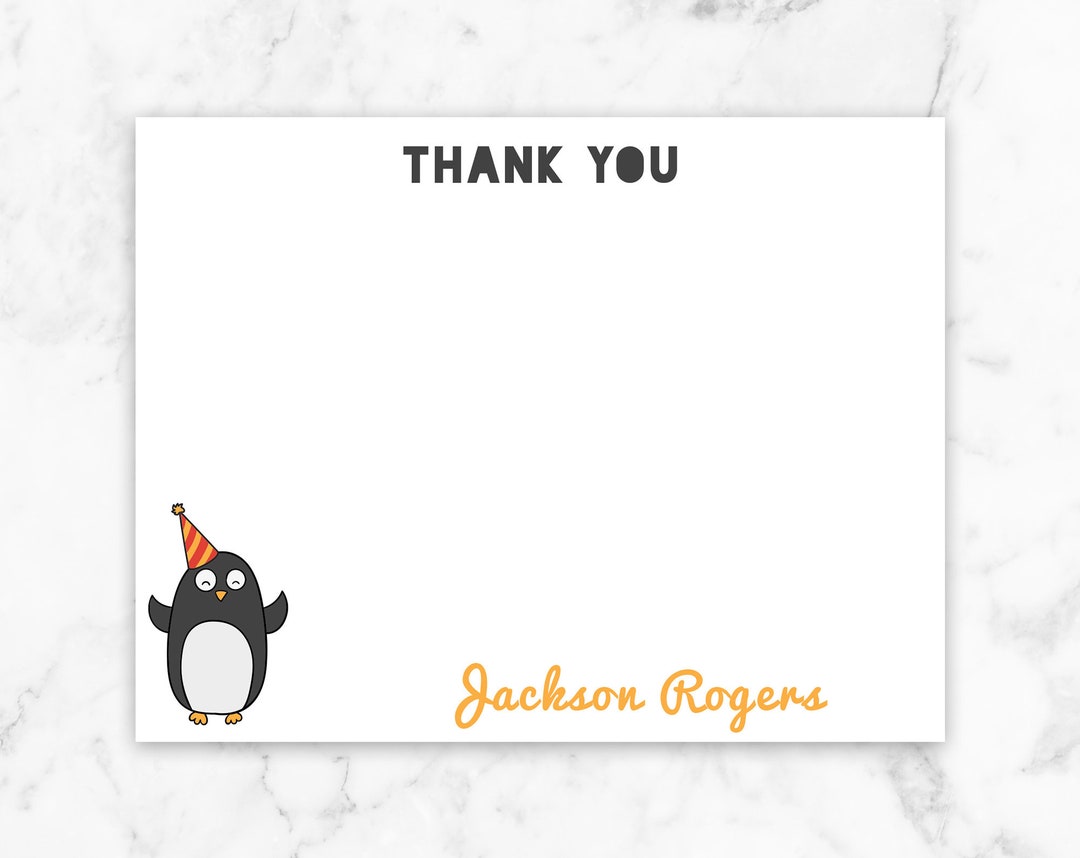 Penguin Thank You Card Penguin Note Card Penguin Stationary - Etsy