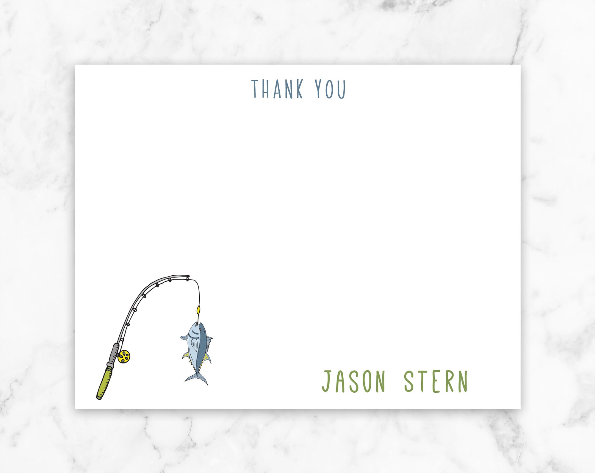 Fishing Thank You Card Fishing Note Card Fishing Stationary - Etsy