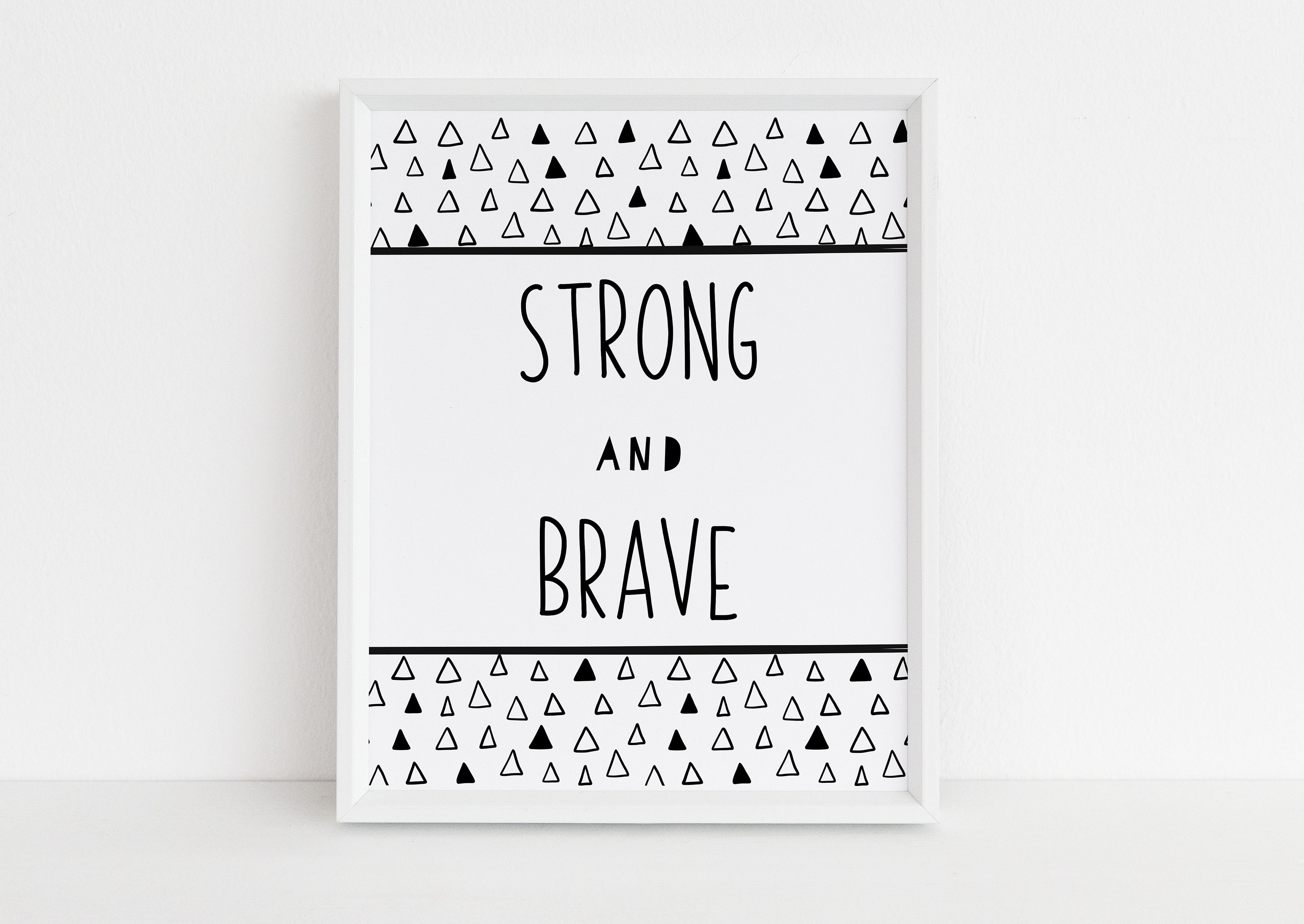 Strong and Brave Print, Quote Wall Art, Boho Print, Boys Room Decor ...