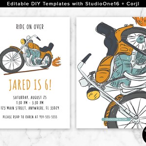 Editable Motorcycle Invitation Motorcycle Birthday Motorcycle Invite ...