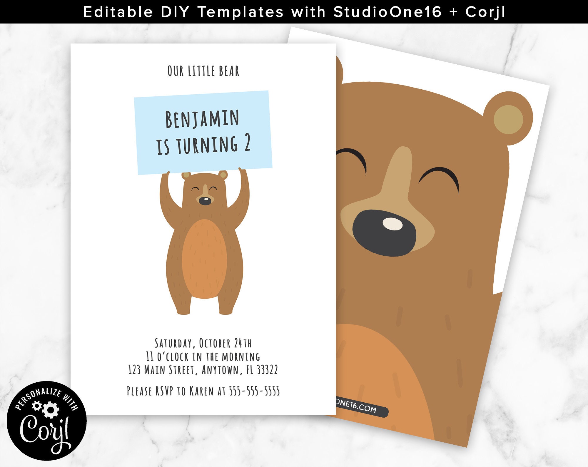 Paper Invitations & Announcements Our Little Bear Printable Invitation ...