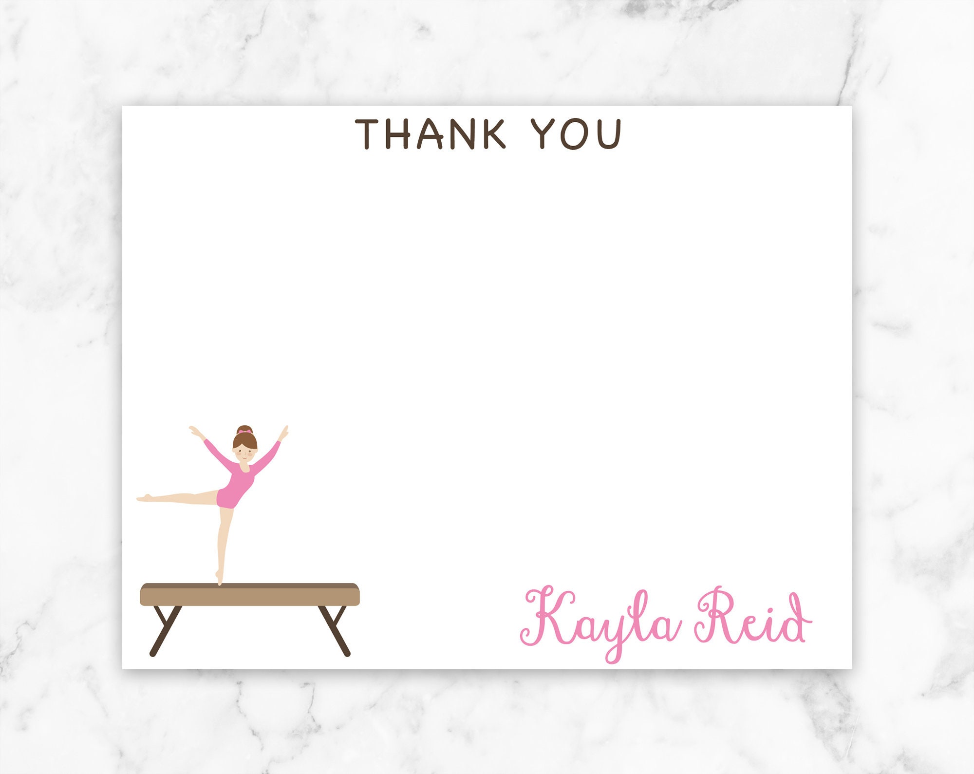 Gymnastics Thank You Card Gymnastics Note Card Gymnastics - Etsy