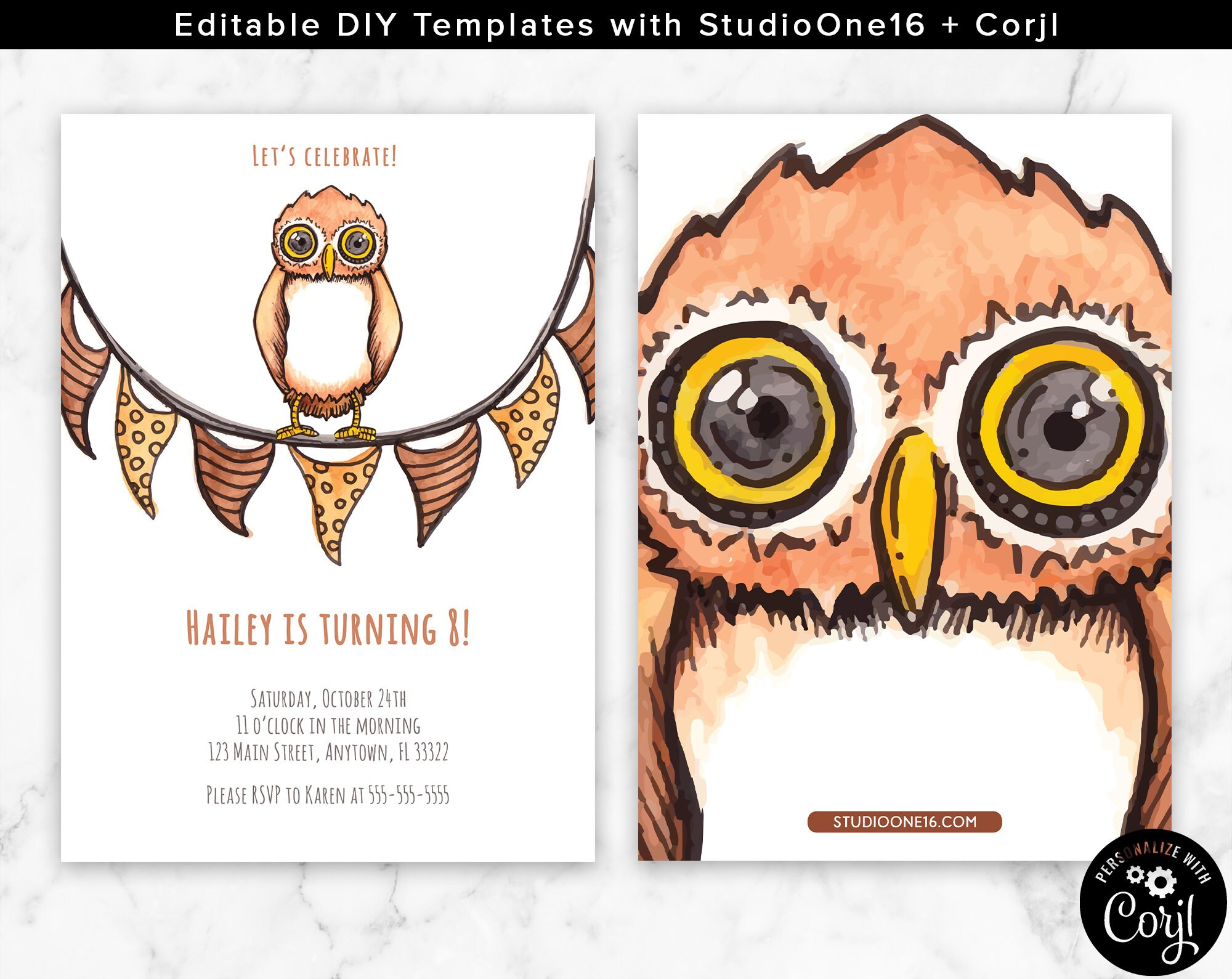 Editable Owl Birthday Invitation Owl Invitation Owl Invite Owl - Etsy