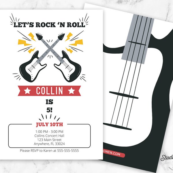 Guitar Invitations - Etsy