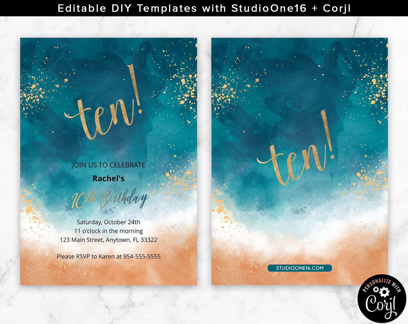 Editable 10th Birthday Invitation 10th Birthday Invite Slumber Party ...