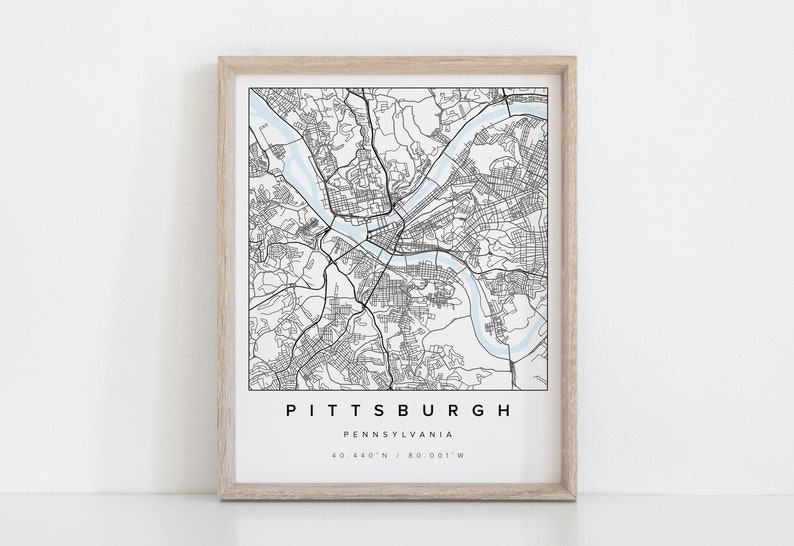 Pittsburgh Map Pittsburgh City Map City of Pittsburgh Map - Etsy