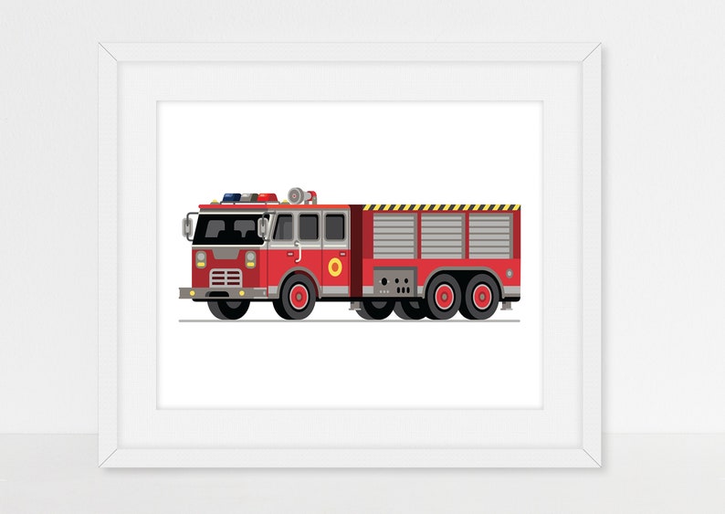 Firetruck Print Fire Truck Printable Fire Engine Print | Etsy