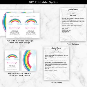 Watercolor Rainbow Invite, Rainbow Invitation, Watercolor Rainbow ...