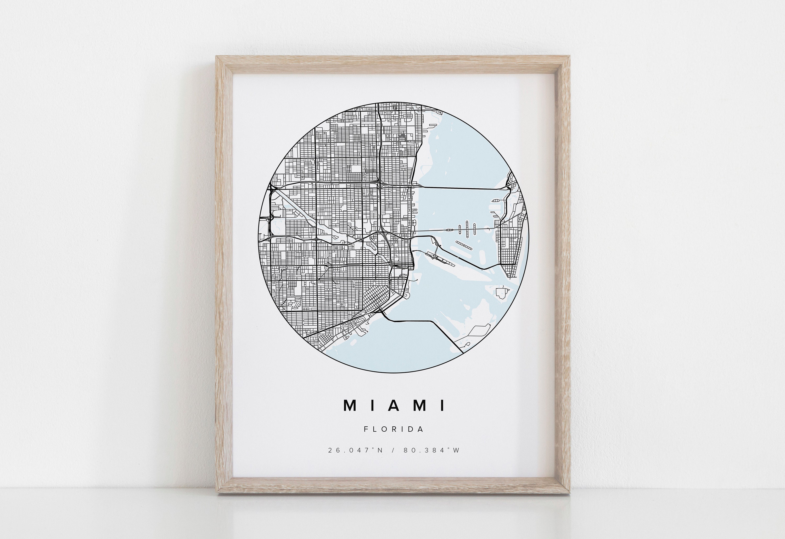 Miami Map Custom City Map City of Miami Map Florida Map | Etsy