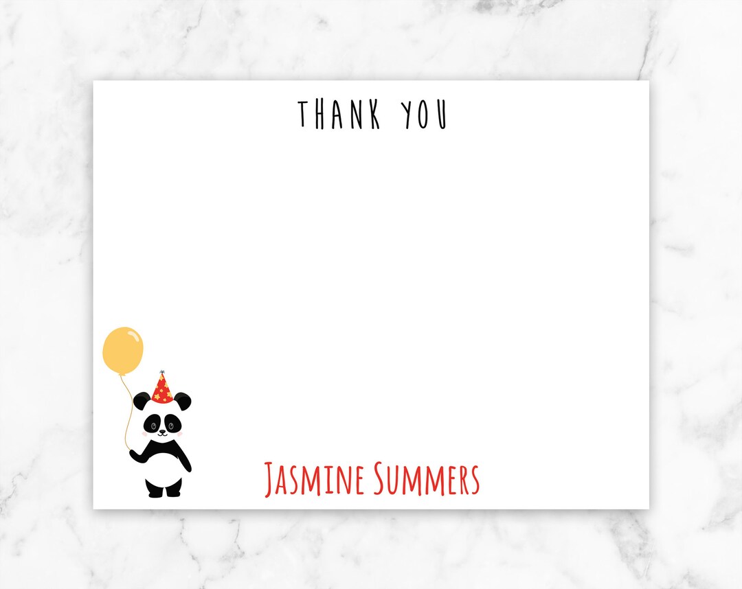 Panda Thank You Card, Panda Note Card, Panda Stationary, Kids Note Card ...