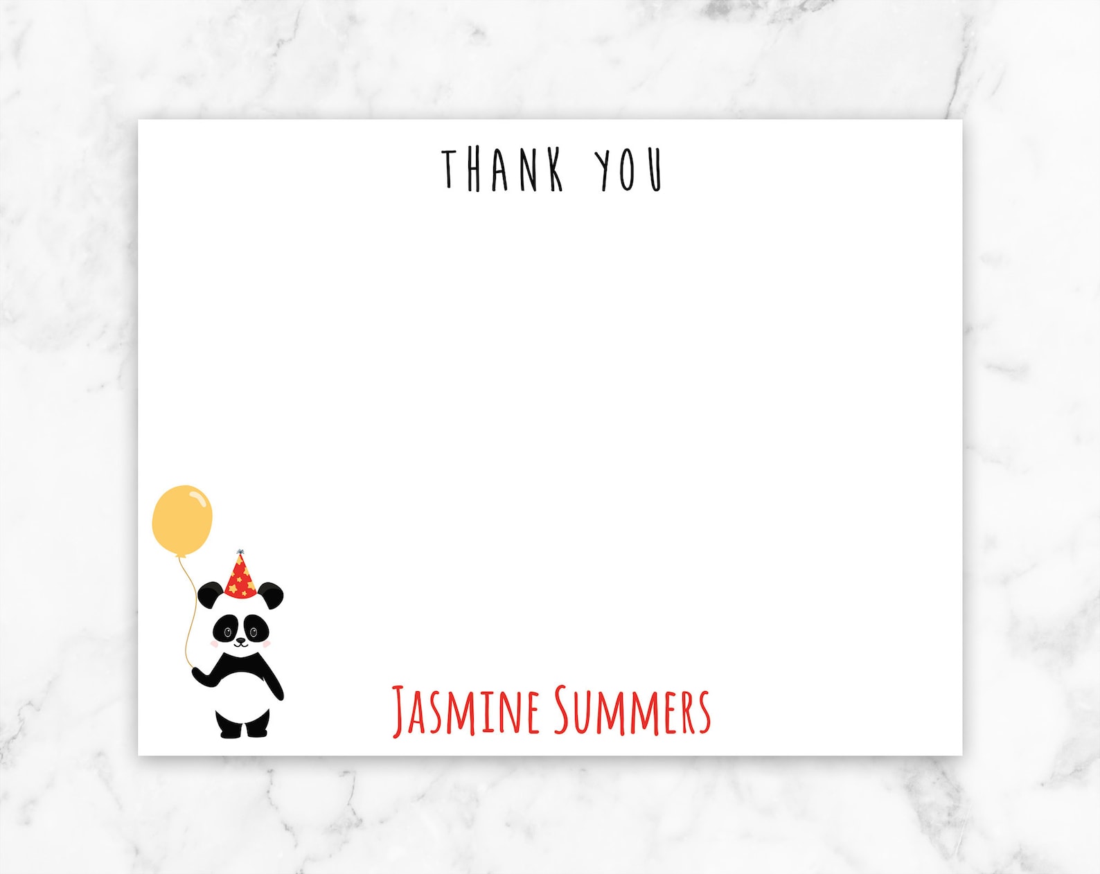 Panda Thank You Card, Panda Note Card, Panda Stationary, Kids Note Card ...