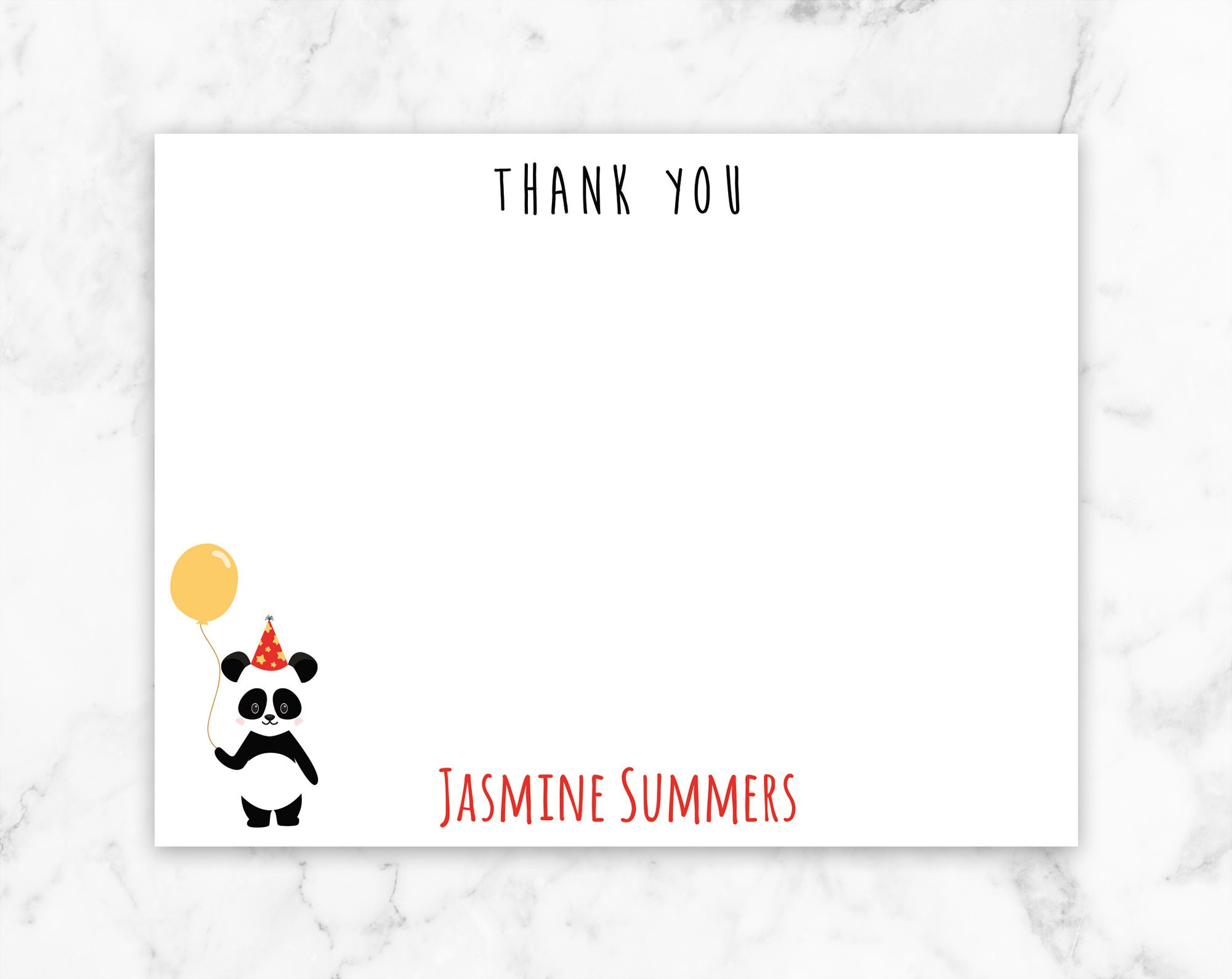 Panda Thank You Card, Panda Note Card, Panda Stationary, Kids Note Card ...