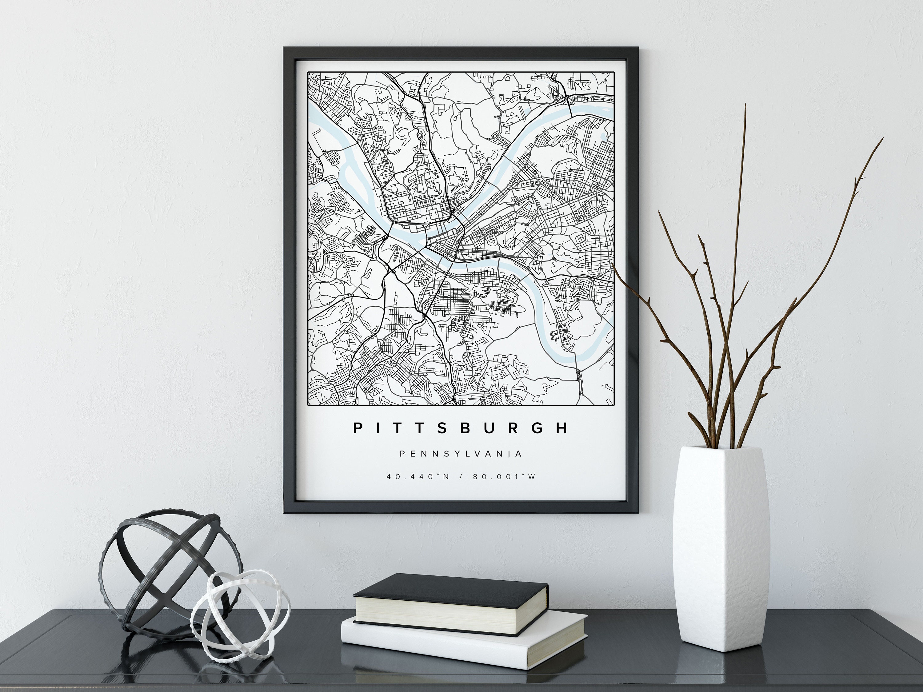 Pittsburgh Map Pittsburgh City Map City of Pittsburgh Map | Etsy