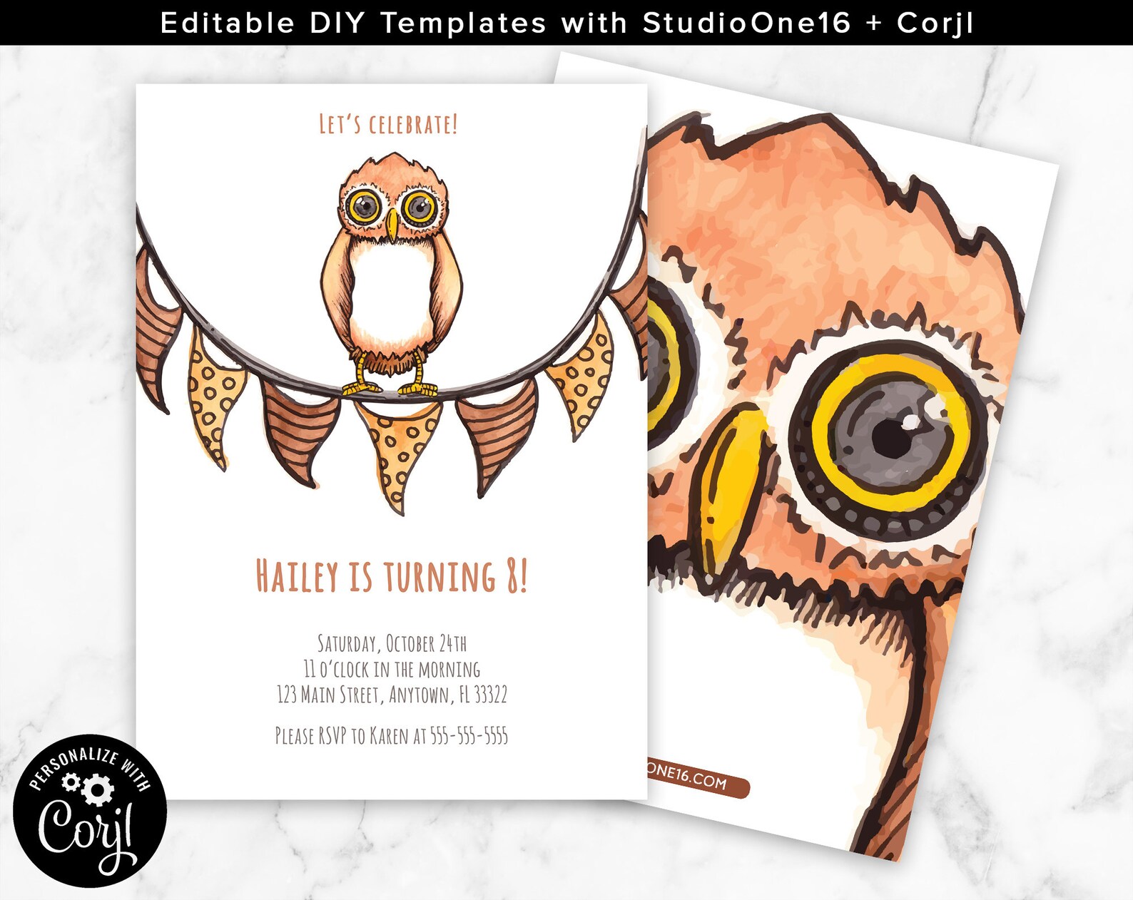 Editable Owl Birthday Invitation Owl Invitation Owl Invite Owl - Etsy