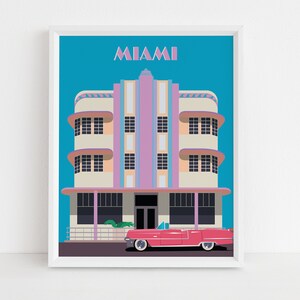 Retro Miami Poster, Miami Beach Art Deco Print, Miami Beach Print ...