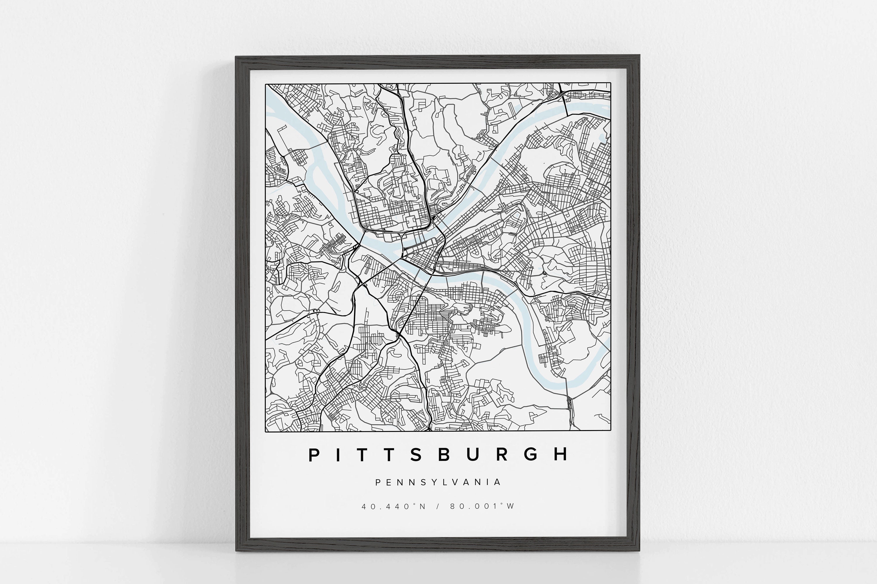 Pittsburgh Map Pittsburgh City Map City of Pittsburgh Map | Etsy