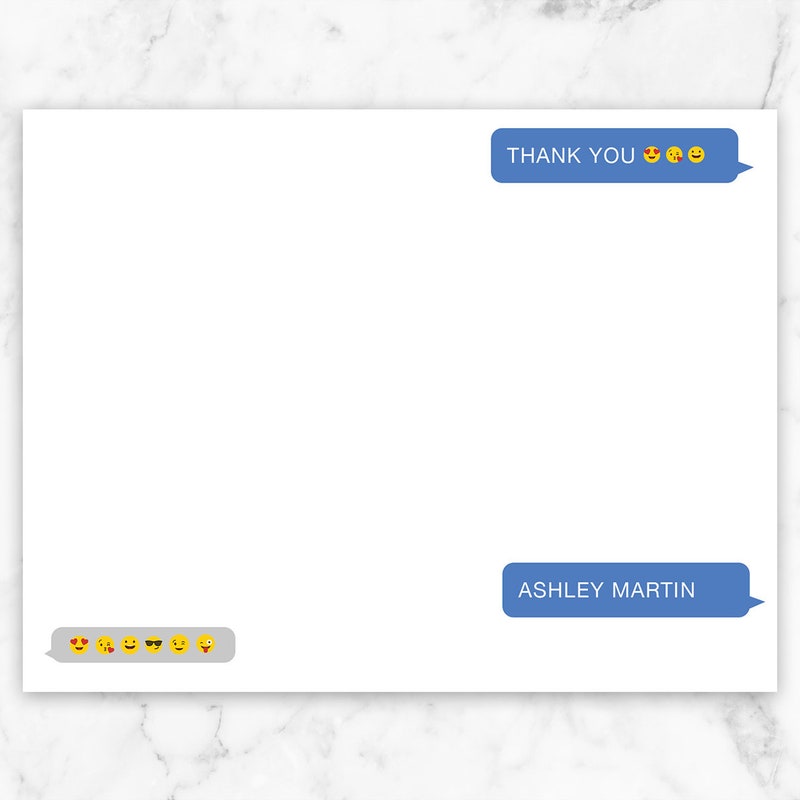 Emoji Thank You Card - Etsy