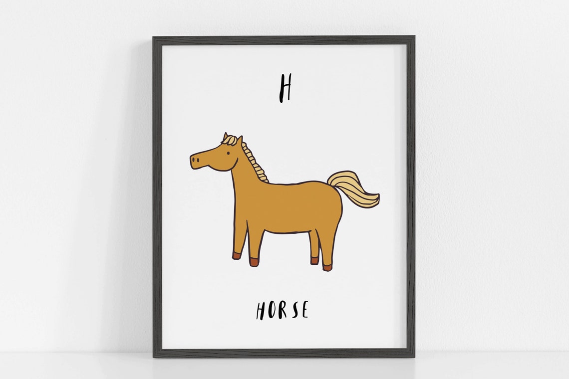 Horse Nursery Art H is for Horse ABC Nursery Art Nursery - Etsy