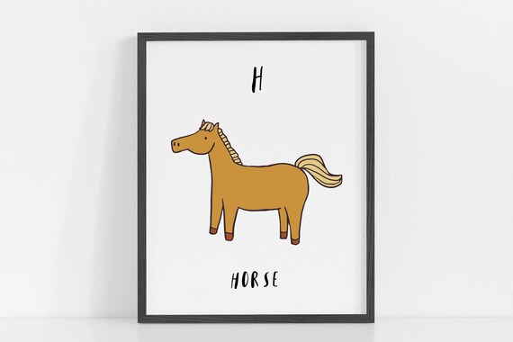 Horse Nursery Art H is for Horse ABC Nursery Art Nursery | Etsy