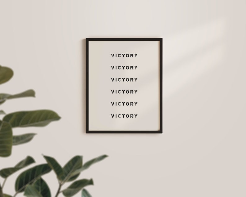 Victory Print, Black and White, Printable Wall Art, Christian Prints ...