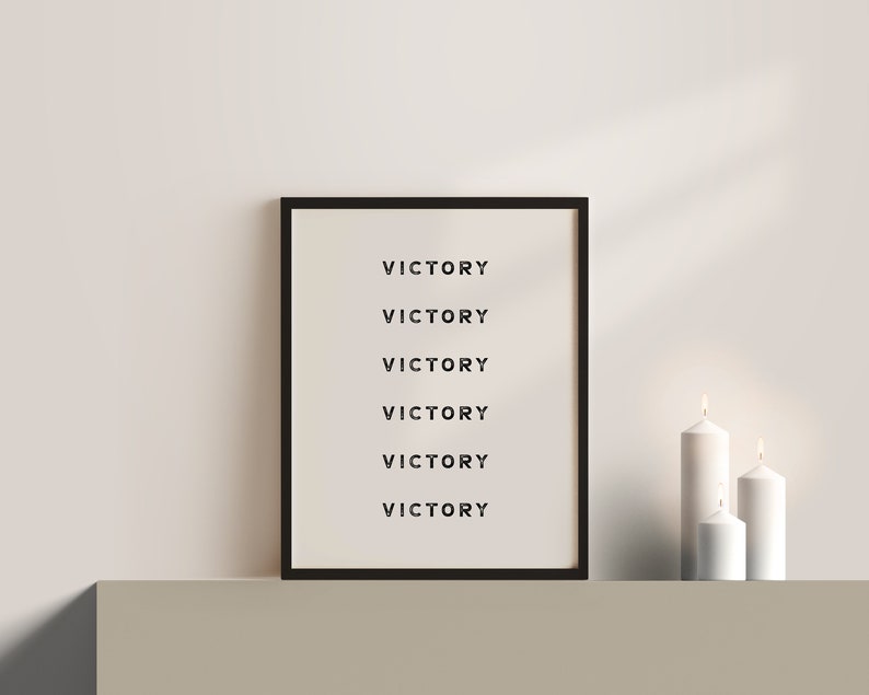Victory Print, Black and White, Printable Wall Art, Christian Prints ...